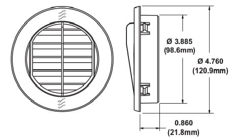 Round Louver - 4” Sonora Grille w/MtRet (ProAir) 11 000 225