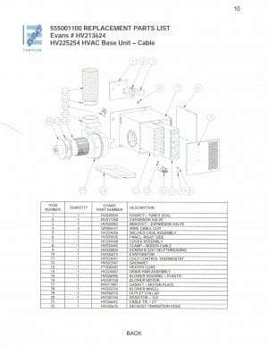 Spec Sheets (Evans Tempcon) Replacement Part Diagrams