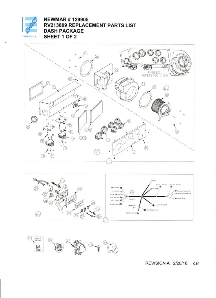 Spec Sheets (Evans Tempcon) Replacement Part Diagrams