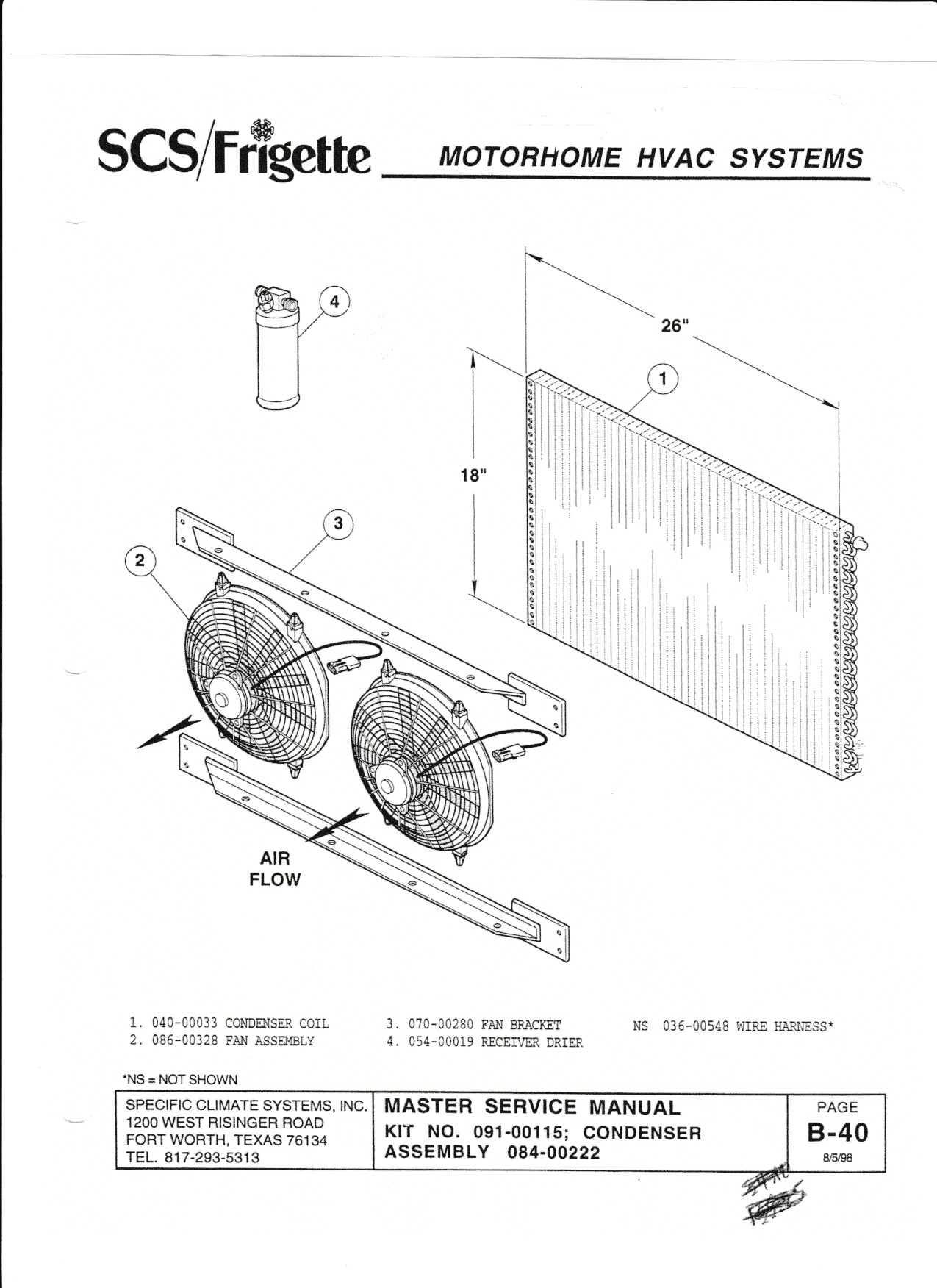 SCS 084-00222 - Comfort Air GR LLC RV HVAC Parts