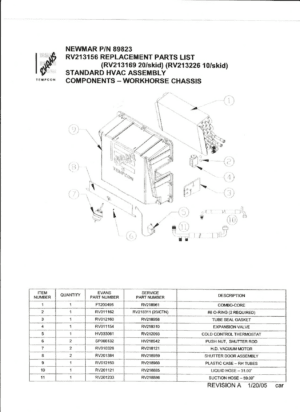 Spec Sheets (Evans Tempcon) Replacement Part Diagrams