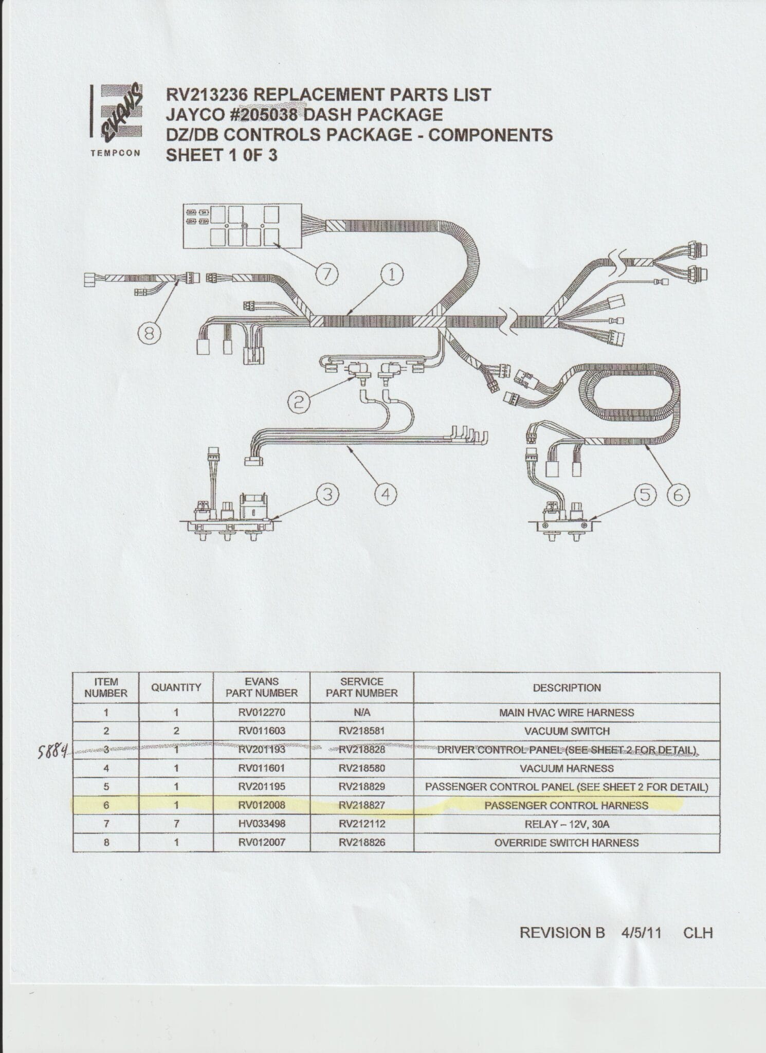 Spec Sheets (Evans Tempcon) Replacement Part Diagrams
