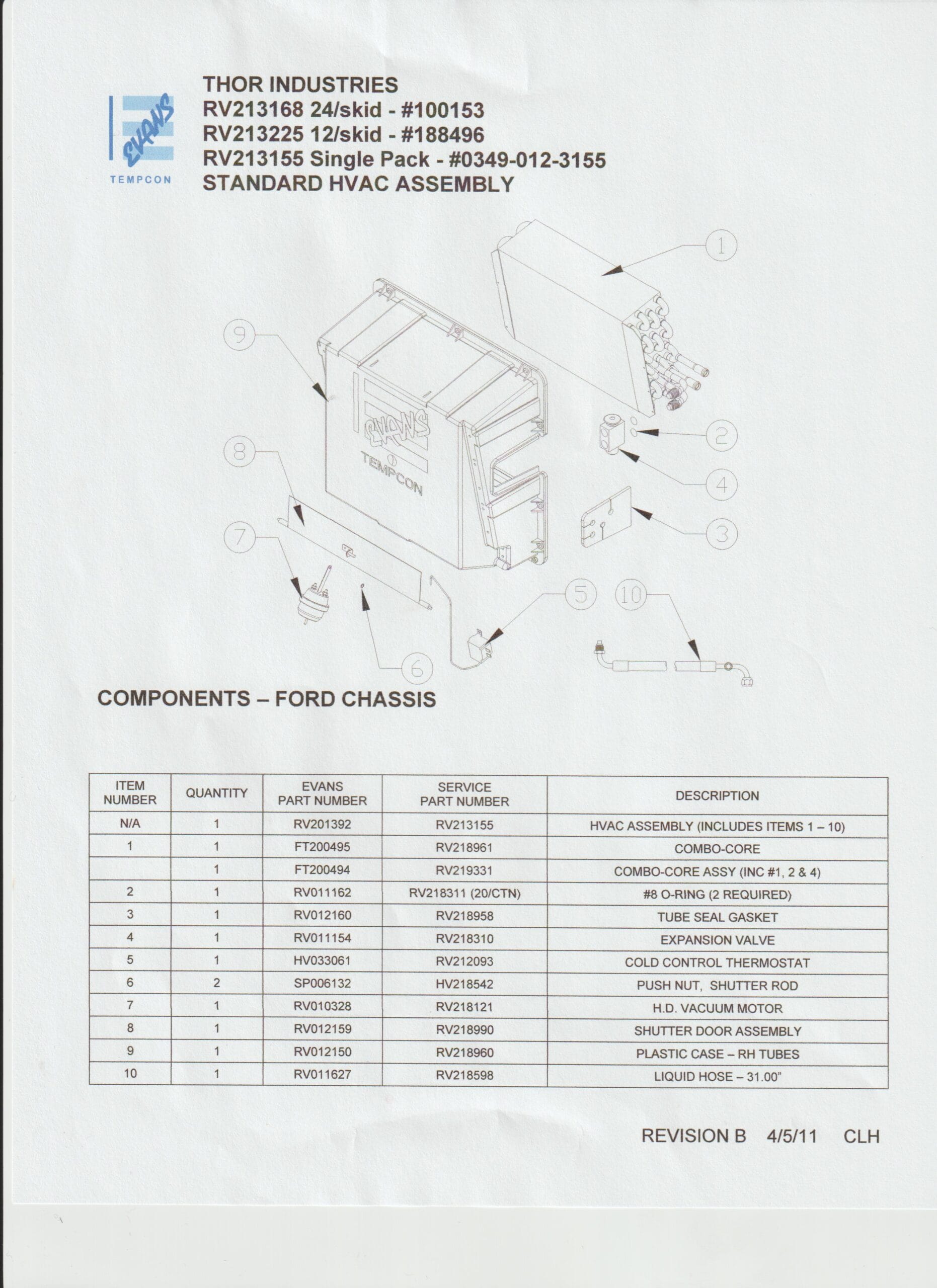 Evans Tempcon Spec Sheet, RV213168, RV213225, RV213155 - Comfort Air GR ...