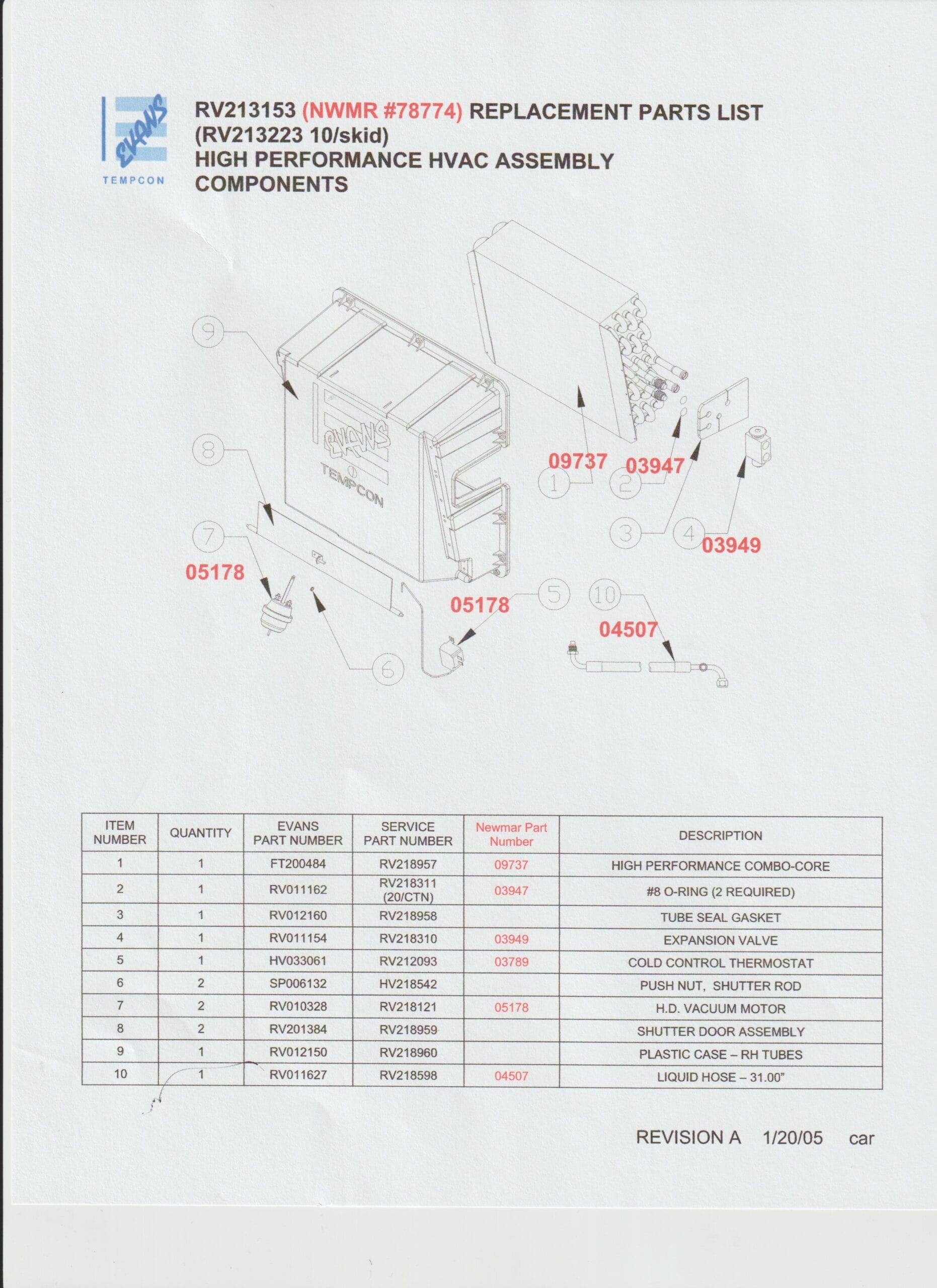 Evans spec sheet High performance HVAC Assy Comp RV213153 - Comfort Air ...