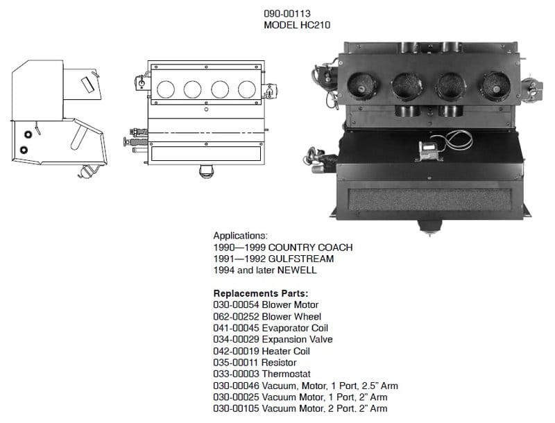 SCS Spec sheet 090-00113, HC210 - Comfort Air GR LLC RV HVAC Parts