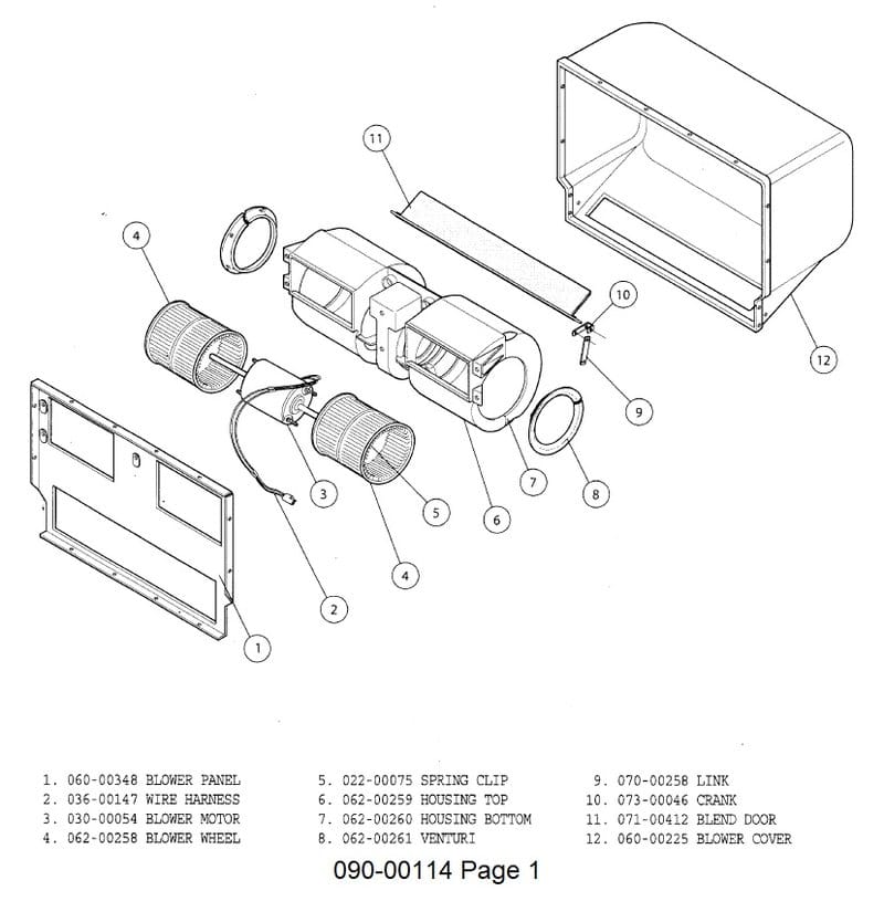 SCS Spec sheet 090-0114. HC212 - Comfort Air GR LLC RV HVAC Parts