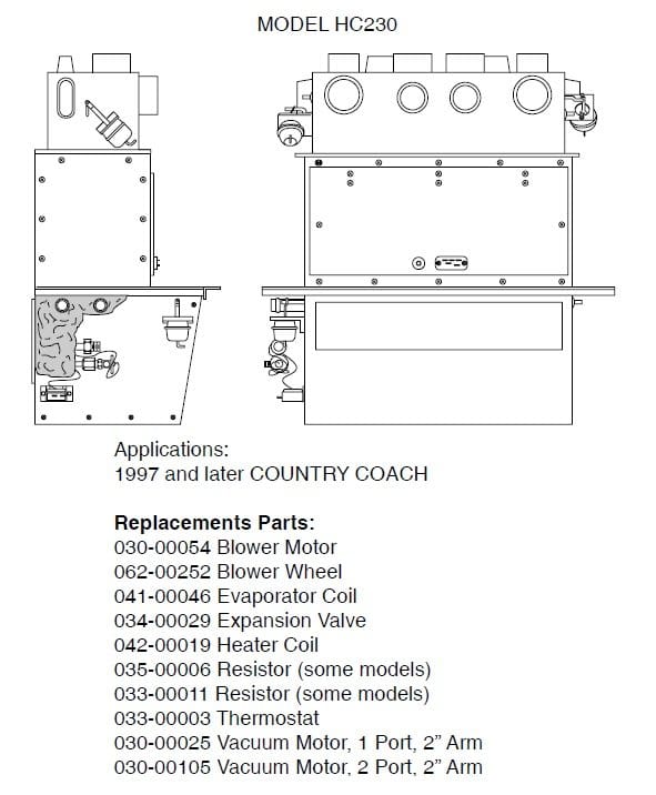 SCS Spec sheet HC230 - Comfort Air GR LLC RV HVAC Parts